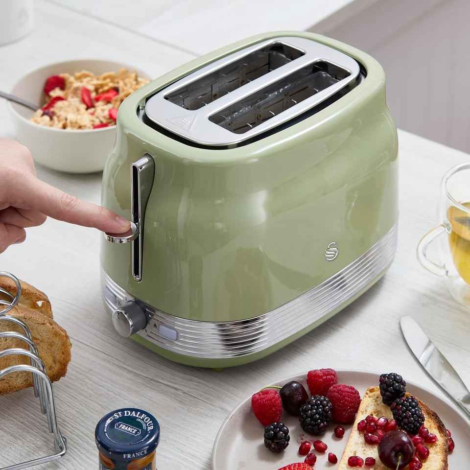 Swan Retro Revive Green Kettle 2 Slice Toaster & Microwave Bundle Set