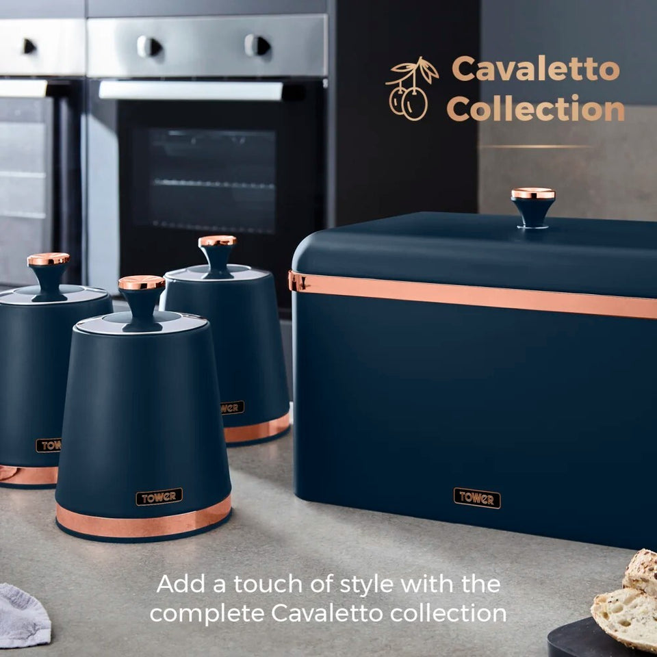 Tower Cavaletto Blue Kettle Toaster Breadbin Canisters Towel Pole Set