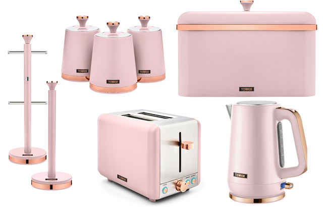 Pink Kettles, Toasters, Microwaves, Bread Bins, Canisters & More