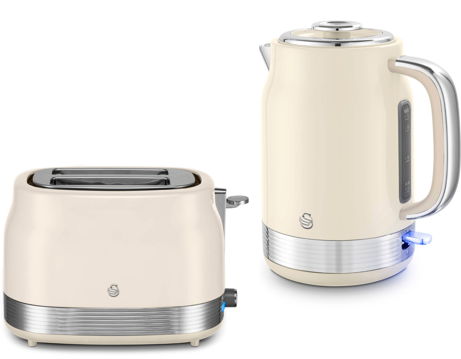 Swan Retro Revive Chantilly Cream Jug Kettle & 2 Slice Toaster Set