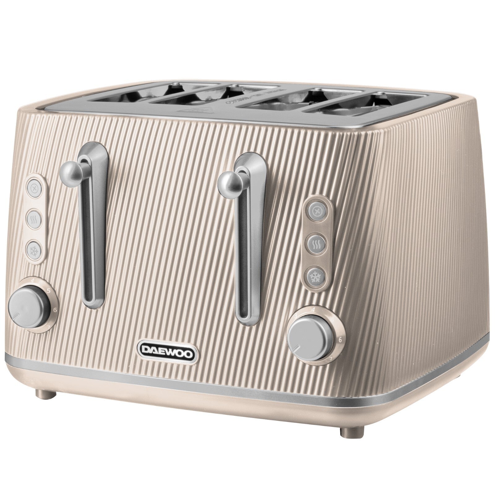 Daewoo Cascade 4 Slice Toaster Taupe Ribbed Texture Design SDA2815GE