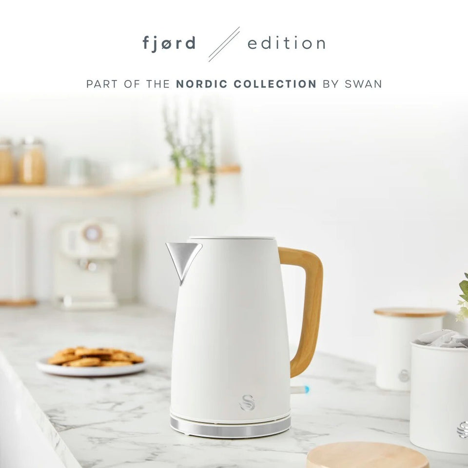 Swan Fjord Jug Kettle White Scandi Design Wooden Accents SK19024WHT