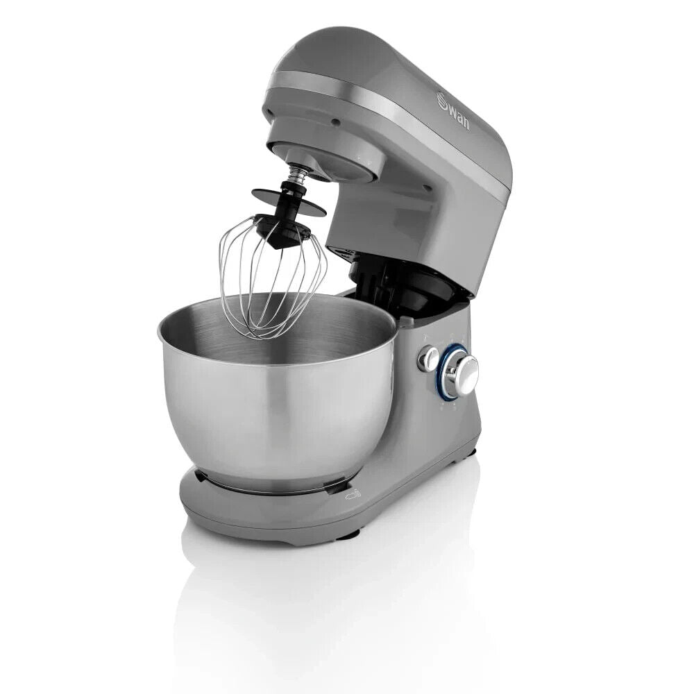 Swan Retro Grey Stand Mixer 4L Stainless Steel Bowl 6 Speed SP10110GYN