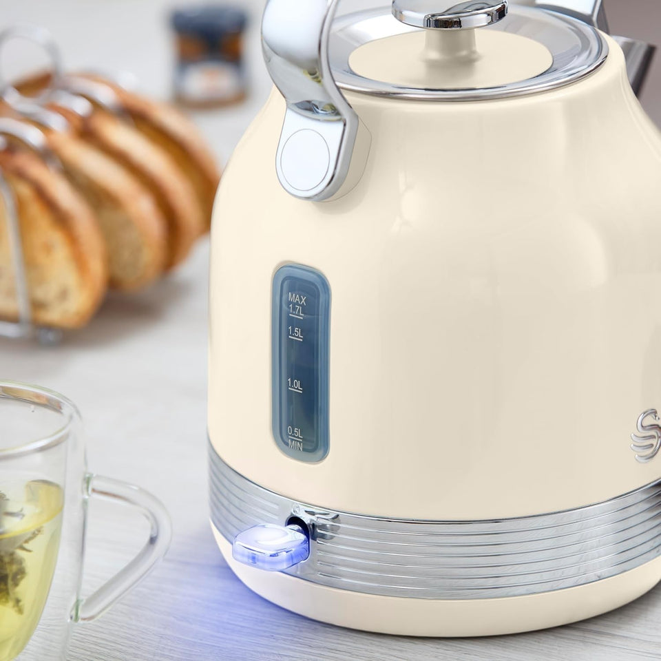 Swan Retro Revive Cream Kettle Toaster Microwave Kitchen Bundle Set