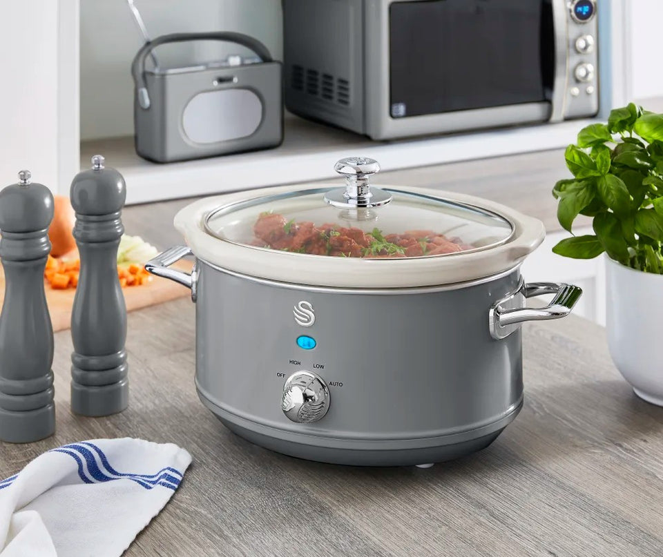 Swan Retro Revive Grey Kettle Toaster Air Fryer Microwave Slow Cooker