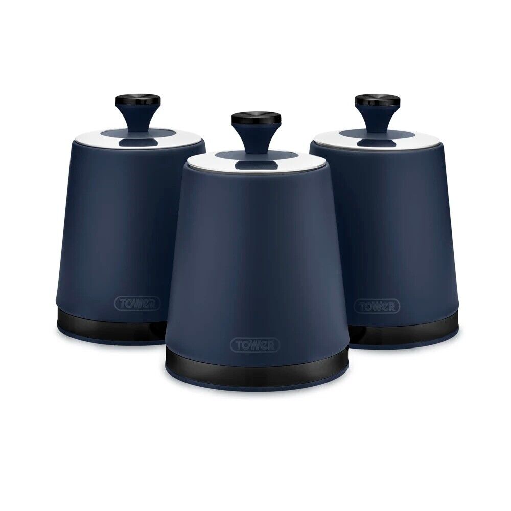 Tower Sera Tea Coffee Sugar Canisters Set Midnight Blue T826137BLU