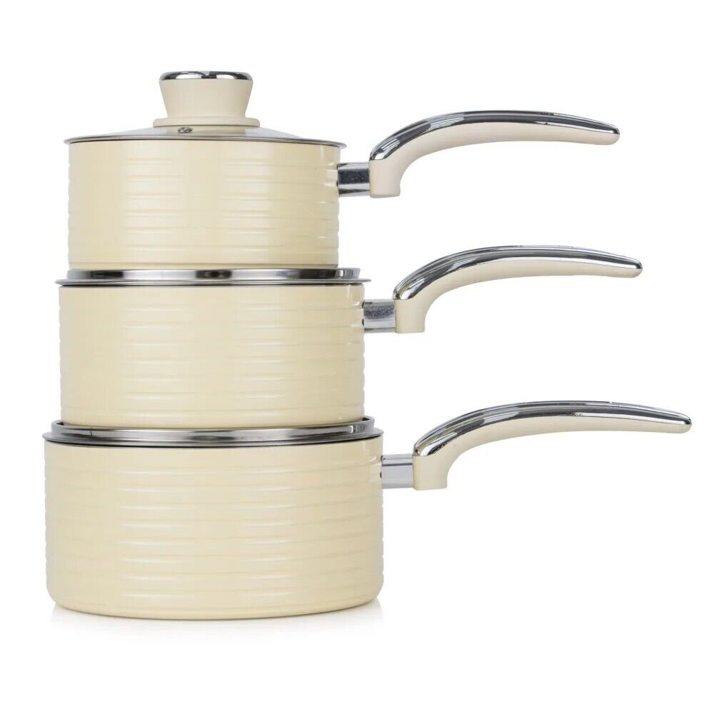 Swan Retro Cream Pan Set - 3 Piece Non Stick Pan Set SWPS3020CN