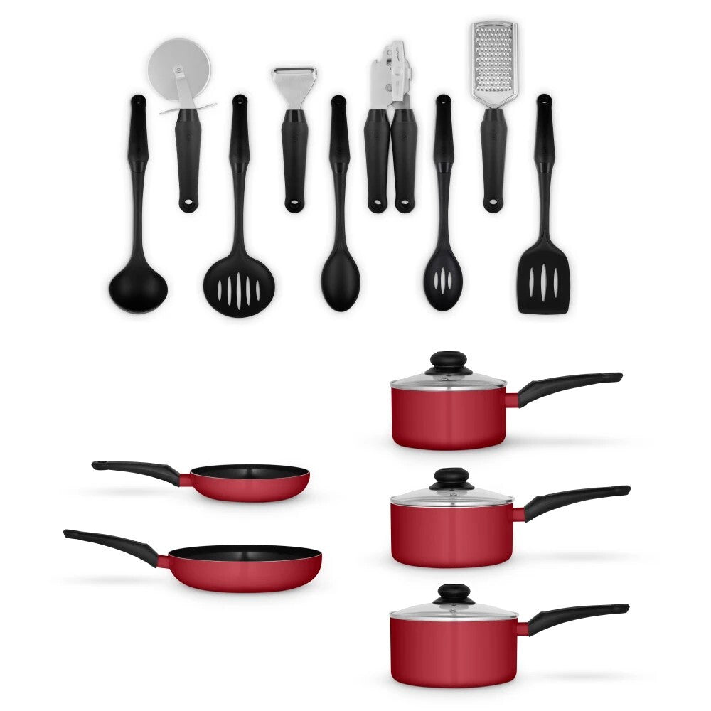 Swan Townhouse 14 Piece Cookware & Kitchen Tool Set in Red SWPS5022RED