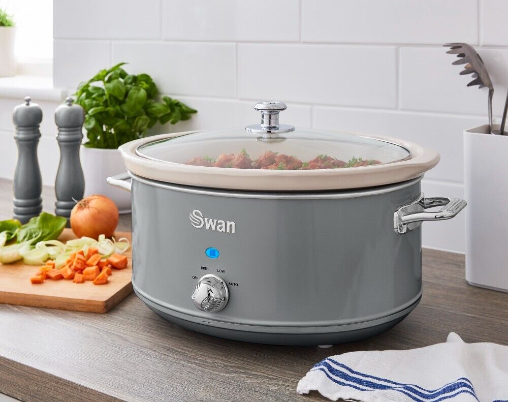 Swan Retro Grey 6.5L Slow Cooker SF17031GRN