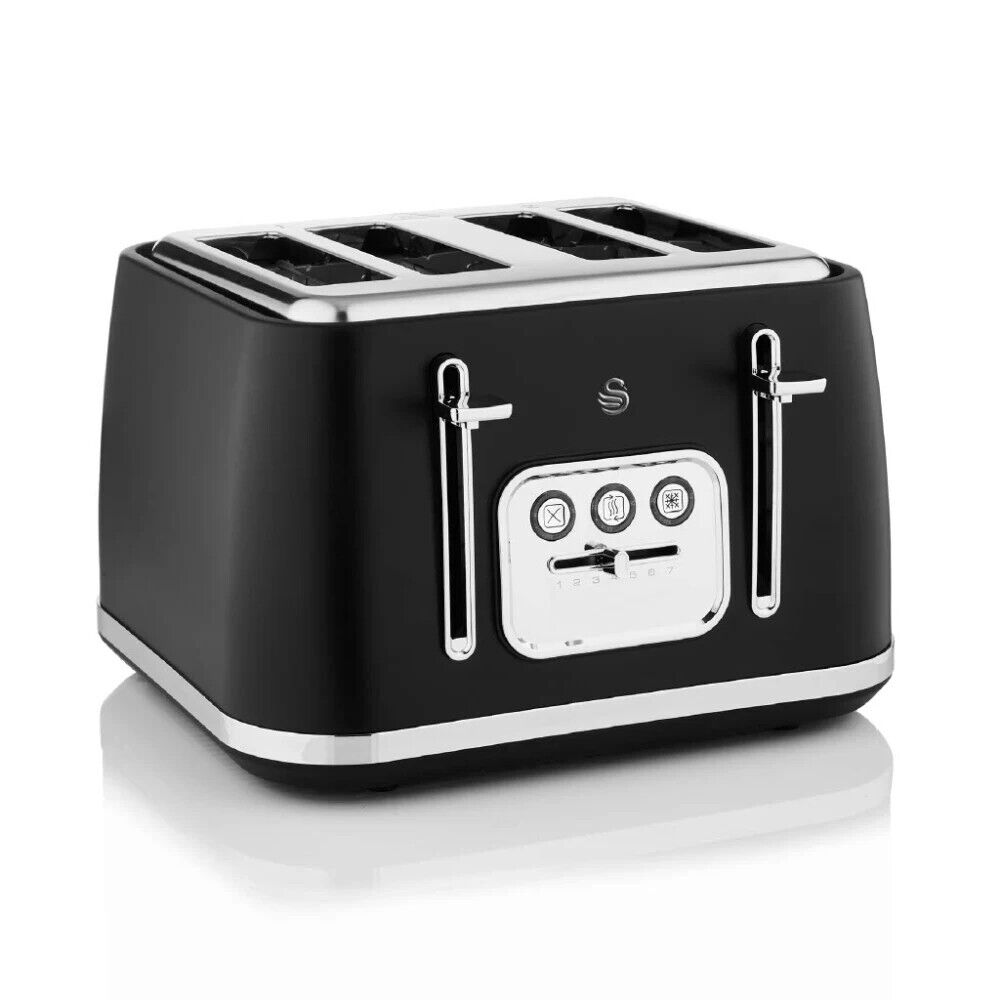 Swan Serenity 4 Slice Toaster Matt Black & Chrome Trim ST19024BLK