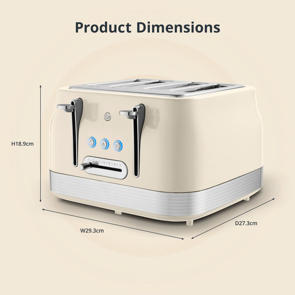 Swan Retro Revive Cream Kettle 4 Slice Toaster Microwave Bundle Set