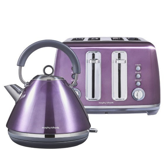 Morphy Richards Accents Purple Kettle & 4 Slice Toaster Bundle Set