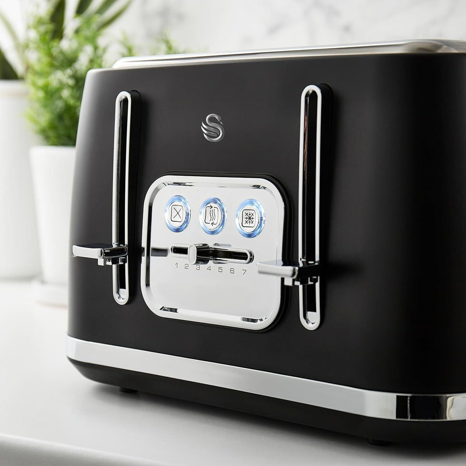 Swan Serenity 4 Slice Toaster Matt Black & Chrome Trim ST19024BLK