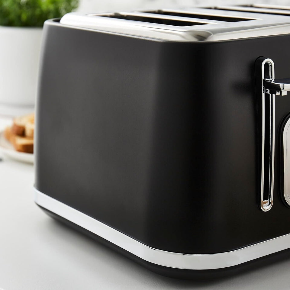 Swan Serenity 4 Slice Toaster Matt Black & Chrome Trim ST19024BLK