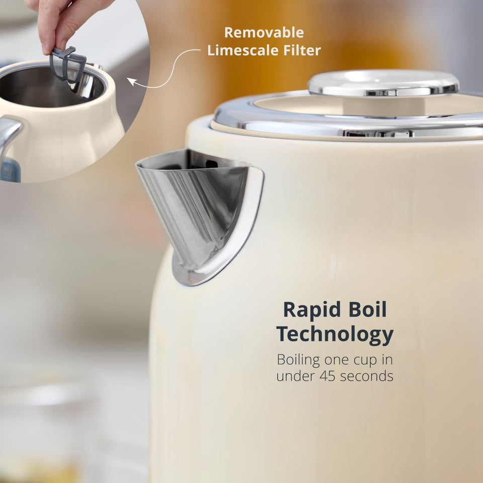 Swan Retro Revive Cream Kettle Toaster & Air Fryer Kitchen Bundle Set