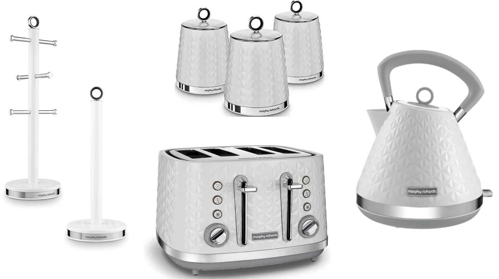Morphy Richards White Kettle Toaster Canisters Mug Tree Towel Pole