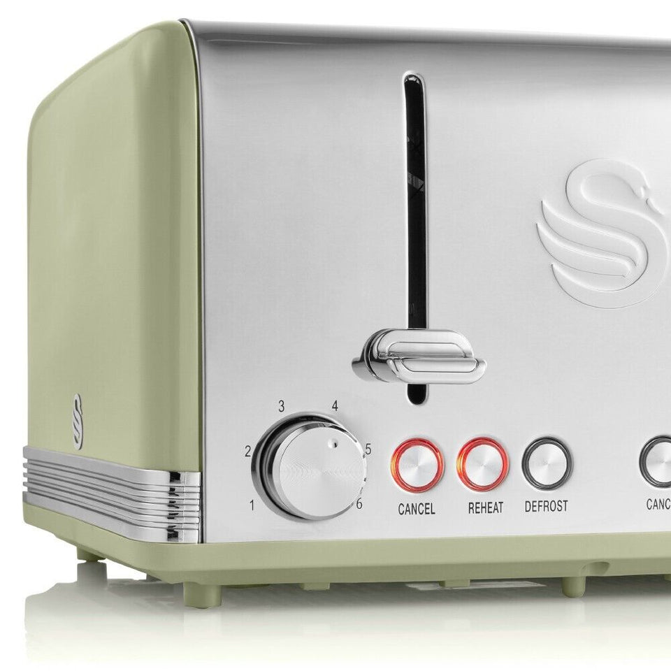 SWAN Retro Green Kettle Toaster & Dual Basket Air Fryer Matching Set