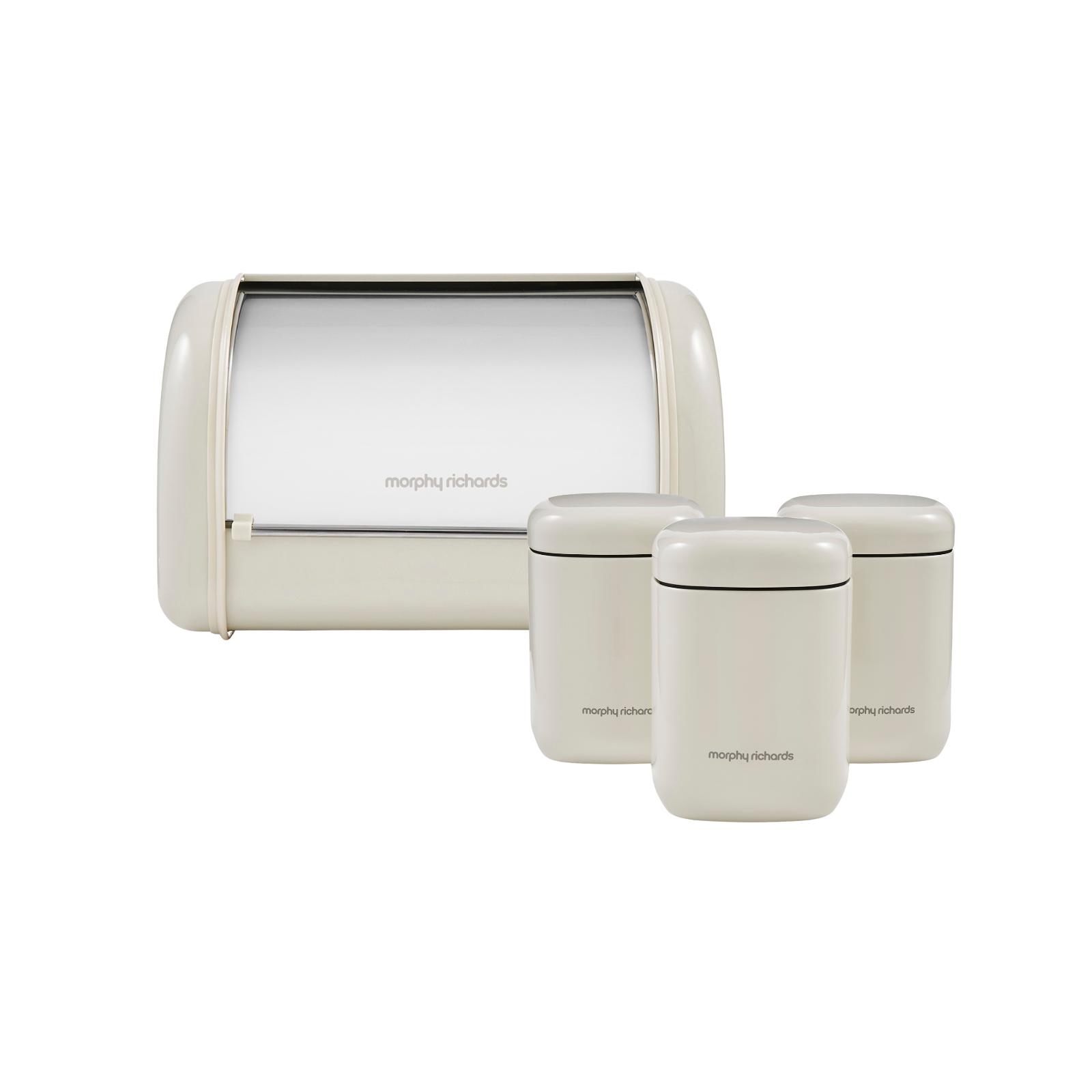 Morphy Richards Equip Bread Bin & Canisters Cream Kitchen Storage Set