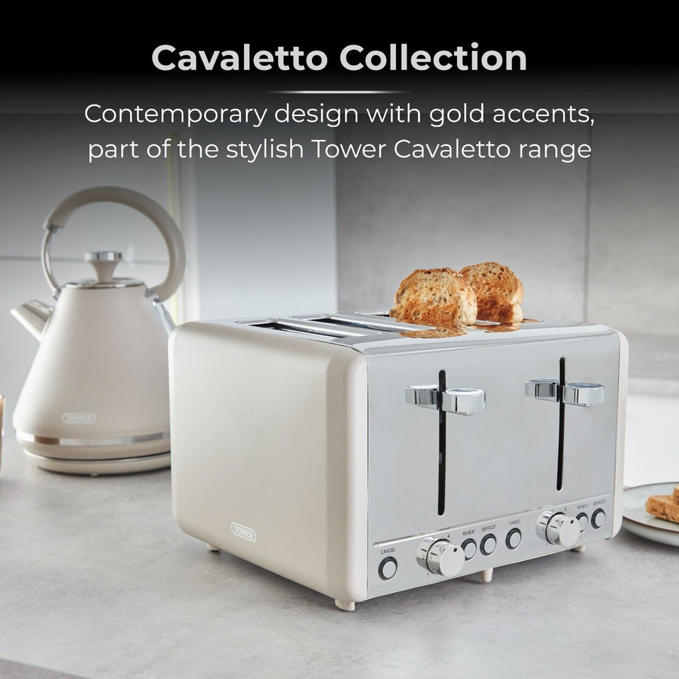 Tower Cavaletto Latte Kettle Toaster Microwave Bread Bin Canisters Set