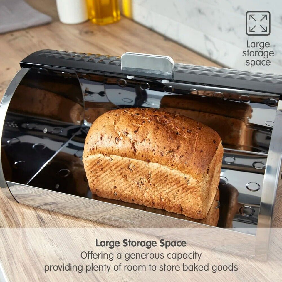 Morphy Richards Black Vector Kettle Toaster & Dimensions Bread Bin Set
