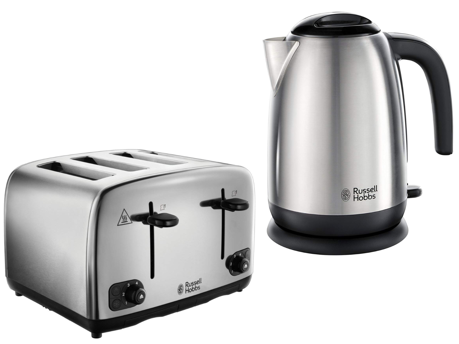 Russell Hobbs Adventure Brushed Steel Kettle & 4 Slice Toaster Set