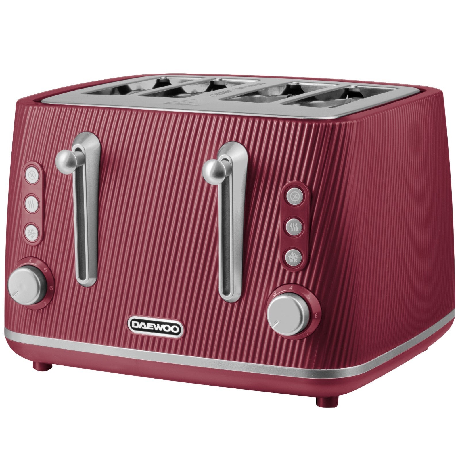 Daewoo Cascade 4 Slice Toaster Ruby Ribbed Texture Design SDA2781GE