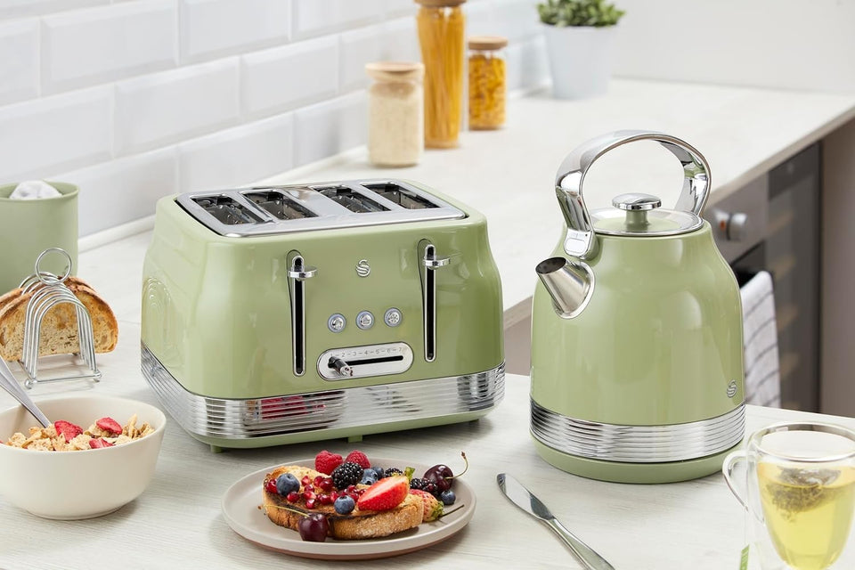Swan Retro Revive Green Kettle Toaster & Microwave Kitchen Bundle Set