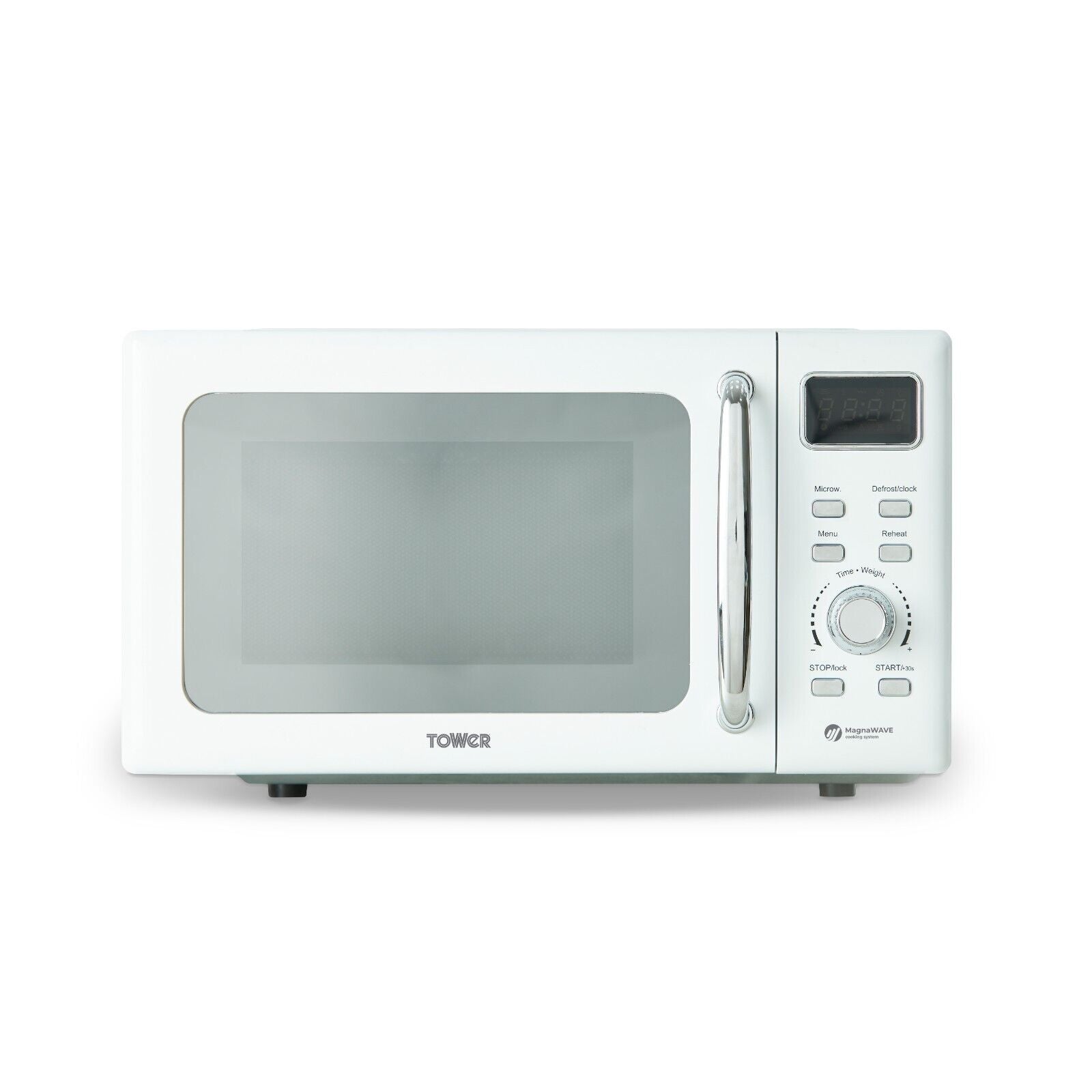 Tower 800W Digital Microwave White Body/Mirror Finish Door T24041WHT