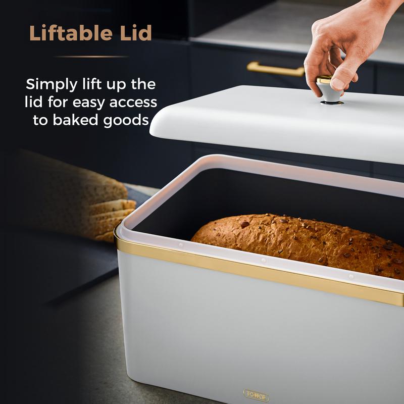 Tower Cavaletto Bread Bin Canisters Storage Set White/Champagne Gold
