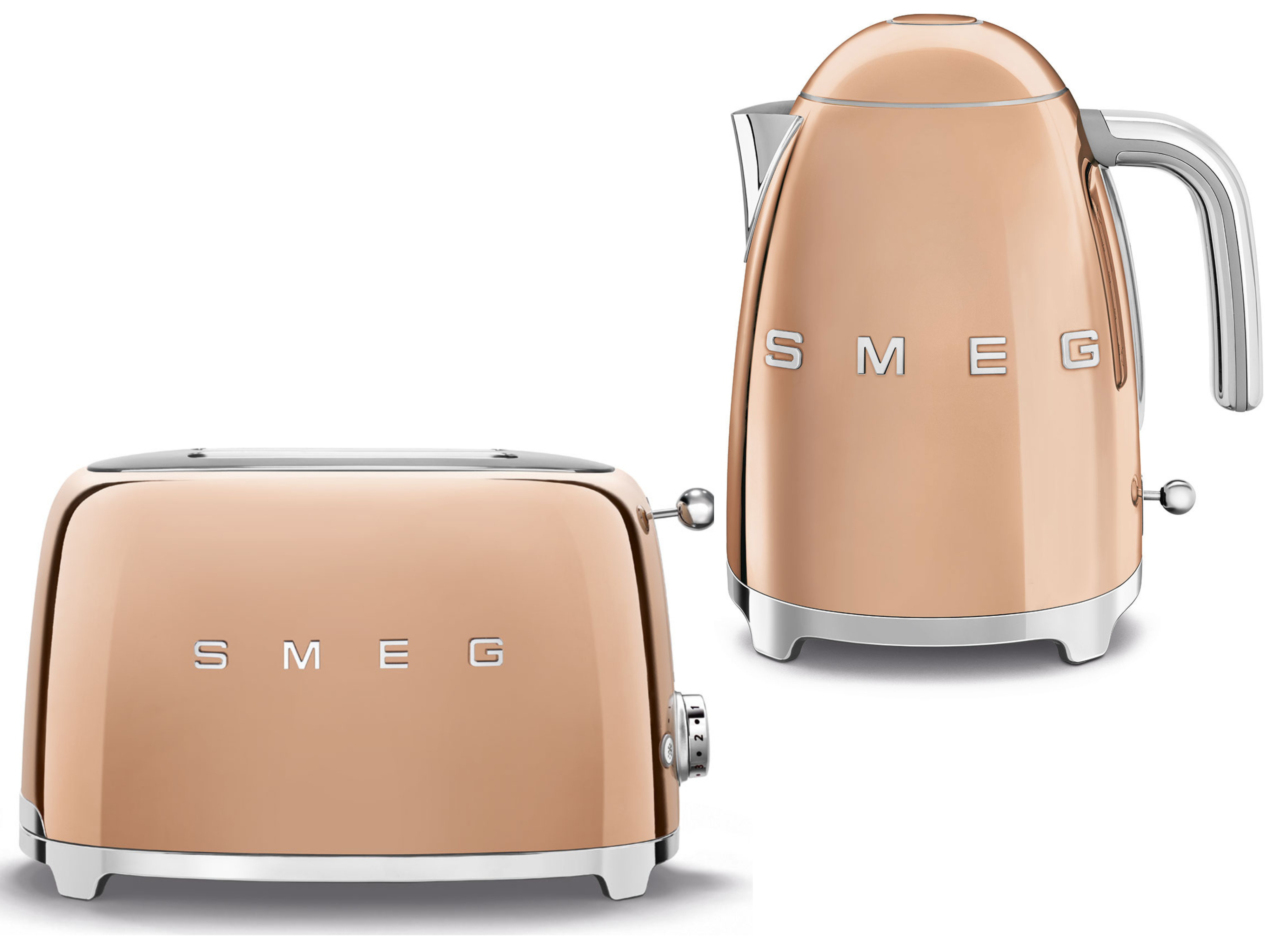 Smeg Rose Gold 1.7L 3KW Kettle & 2 Slice Toaster Matching Set