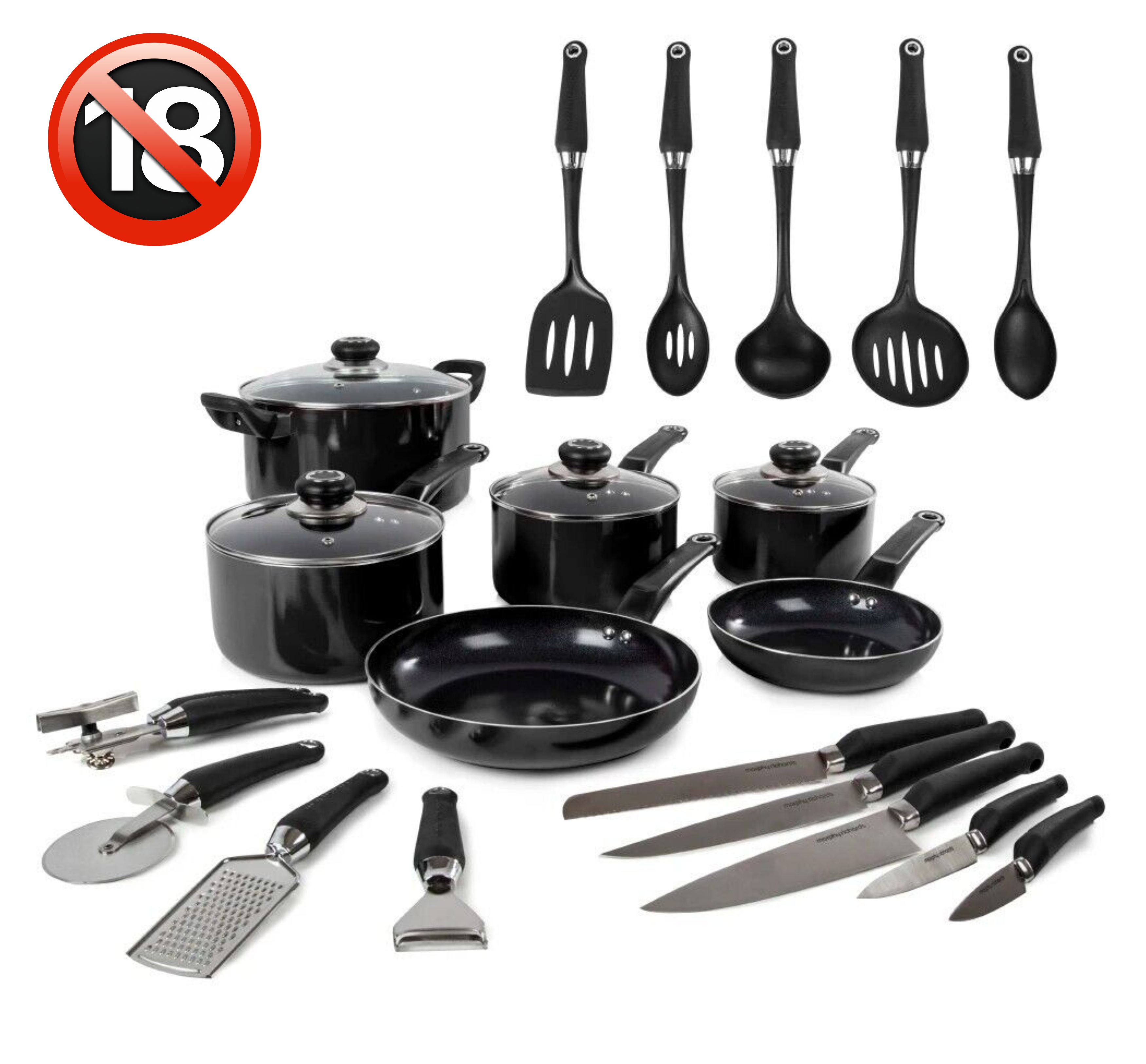Morphy Richards 20 Piece Cookware Set 6 Pans & 14 Kitchen Tools 970050