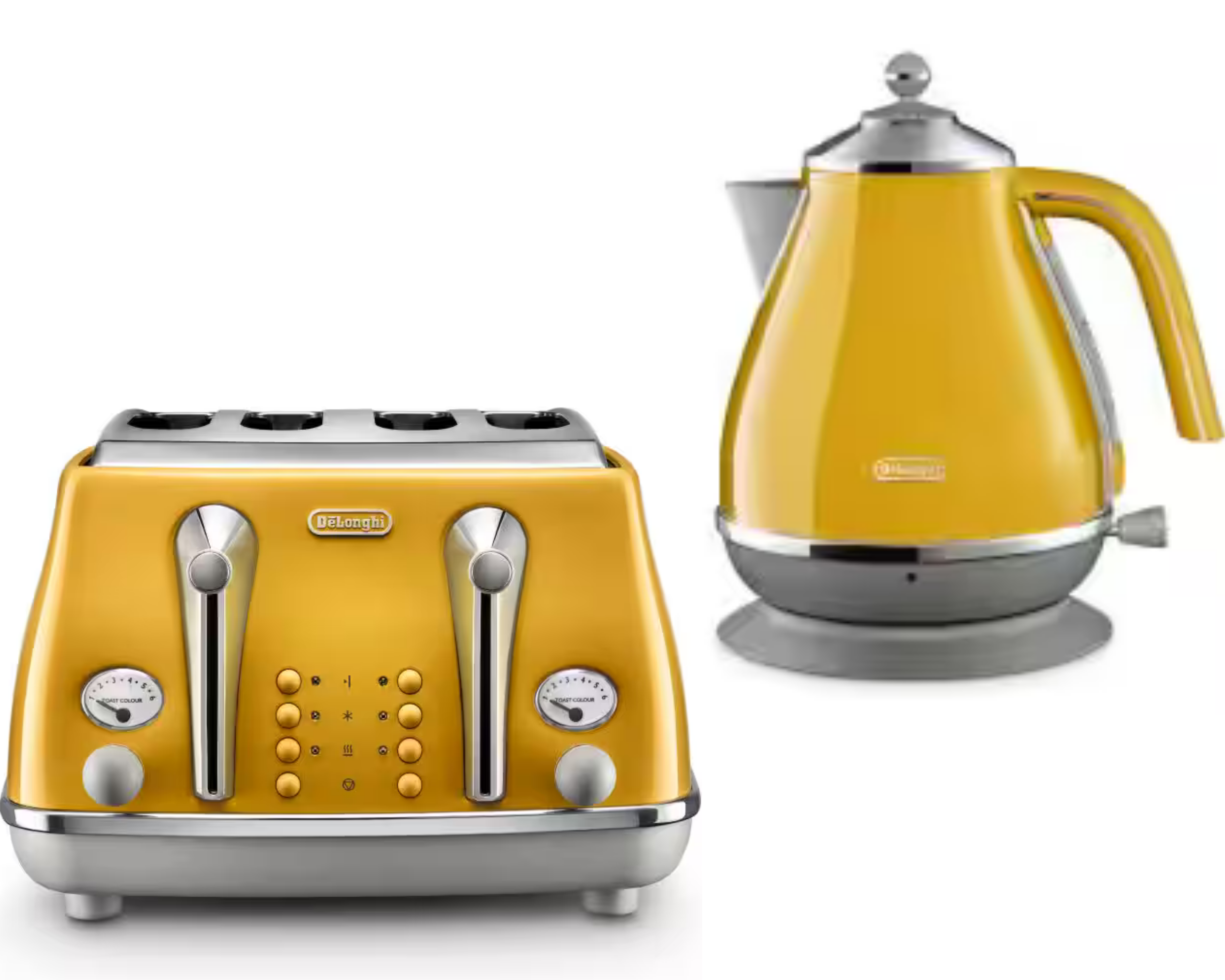 De`Longhi Icona Capitals New York Yellow Kettle & 4 Slice Toaster Set