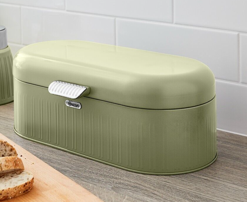 Swan Retro Green Bread Bin Vintage Design Kitchen Storage SWKA1014GN