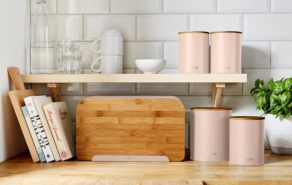 Tower Scandi Pink Clay Kettle 2 Slice Toaster Bread Bin Canisters Bisc