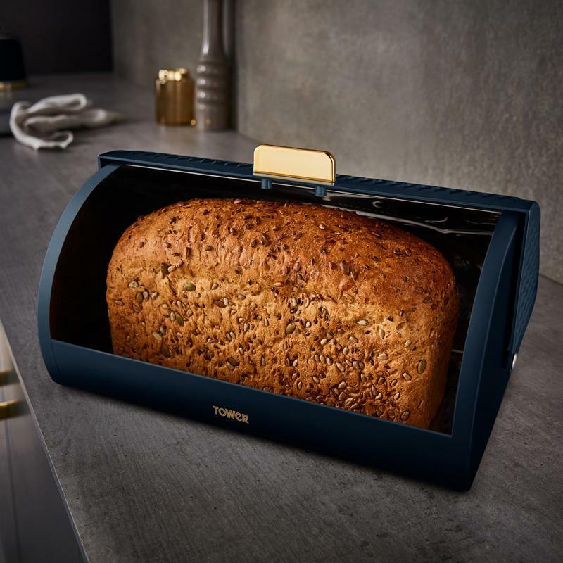 Tower Empire Kettle 4-Slice Toaster & Bread Bin Art Deco Set Midnight