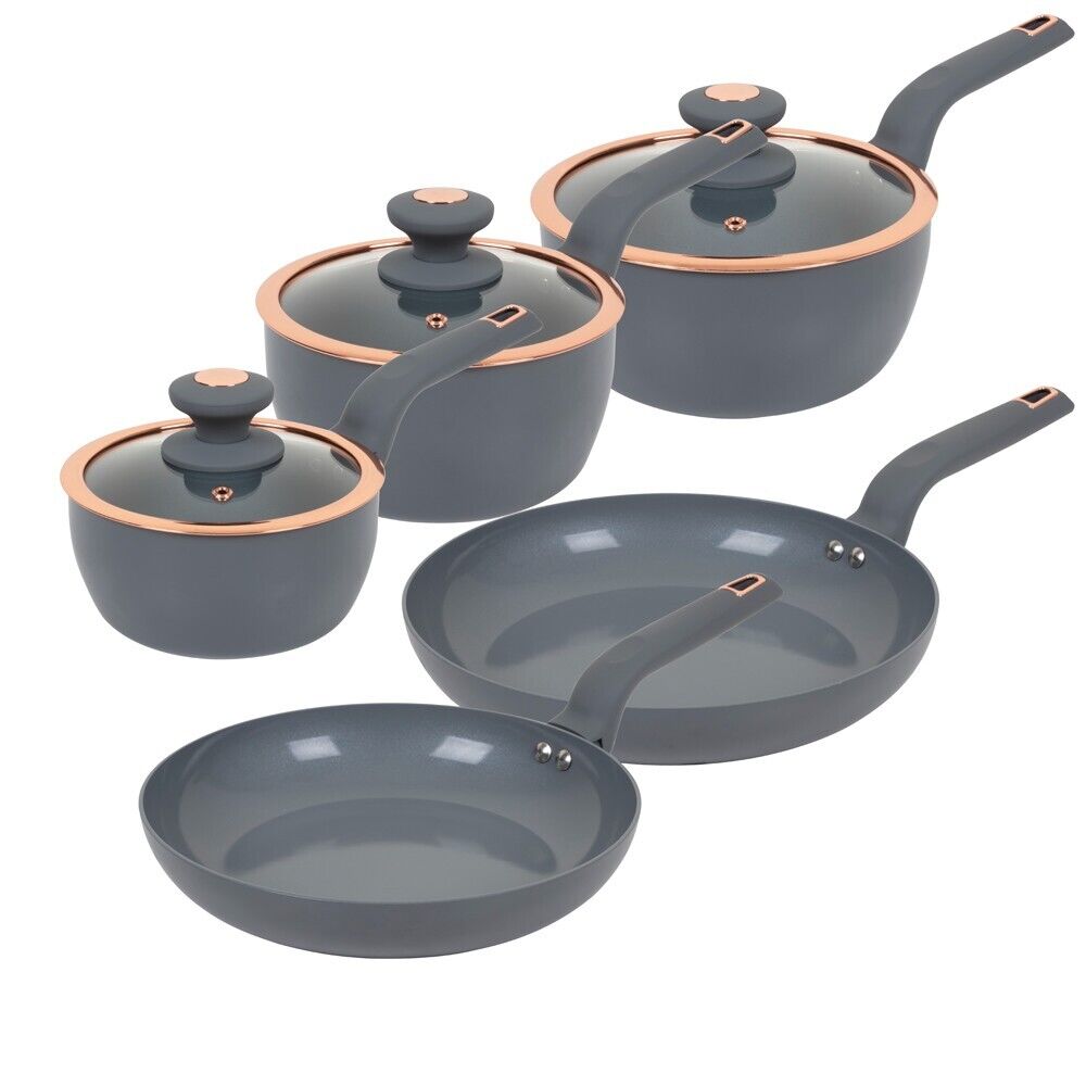 Tower Cavaletto 5 Piece Pan Set Grey & Rose Gold T800232GRY