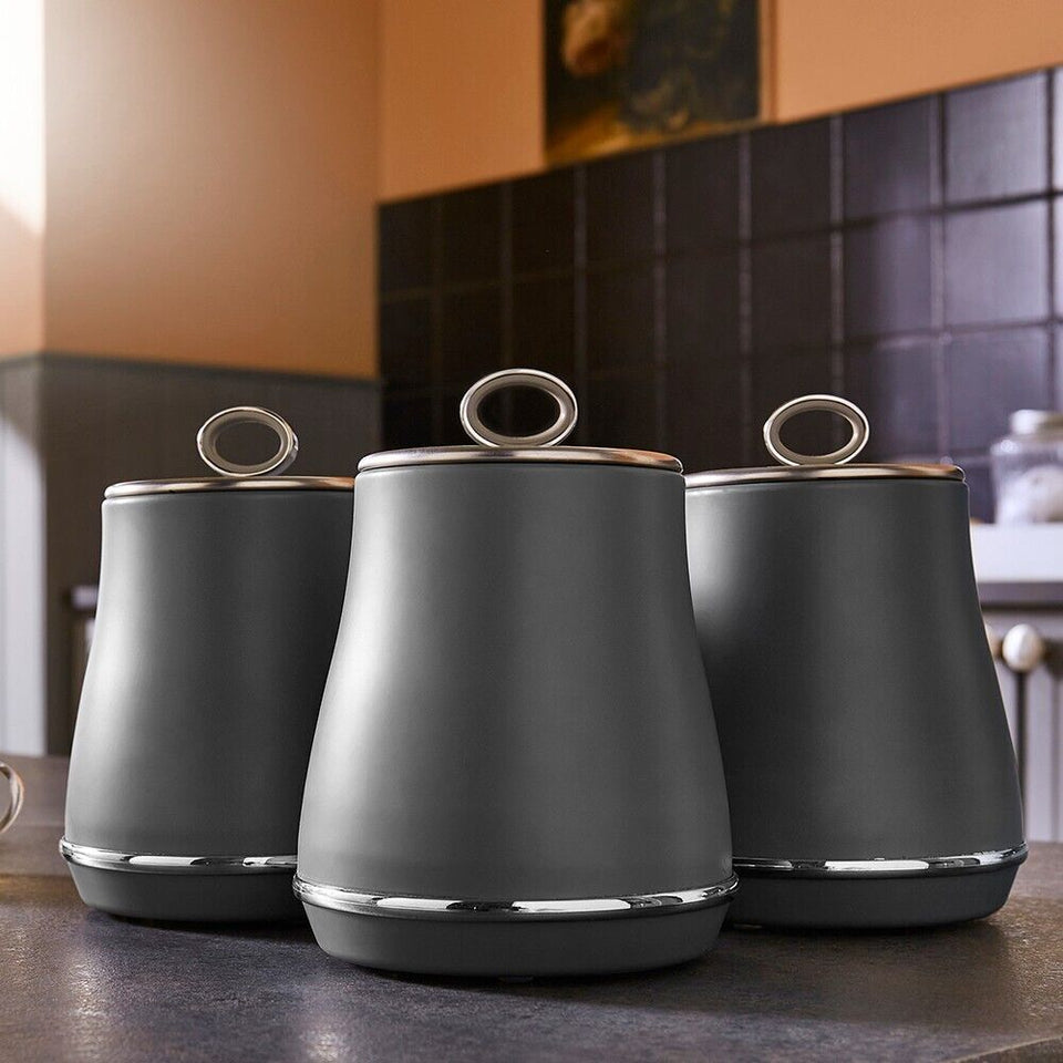 Tower Renaissance Grey Bread Bin Canisters Stylish Matching Kitchen St