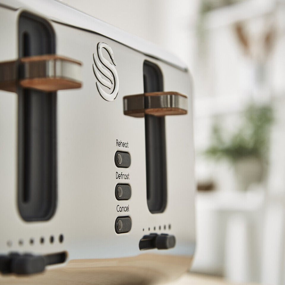 Swan Nordic White Kettle 4 Slice Toaster Microwave and Slow Cooker