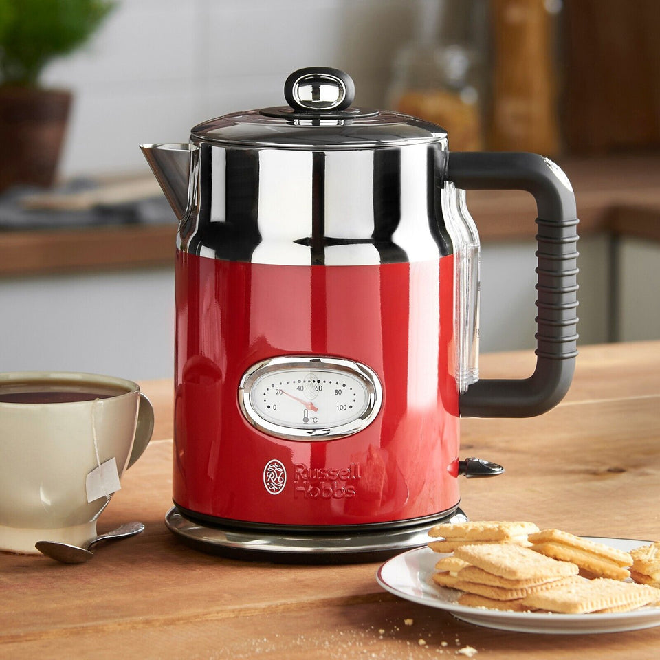 Russell Hobbs Retro Red Temperature Dial Kettle & 4 Slice Toaster