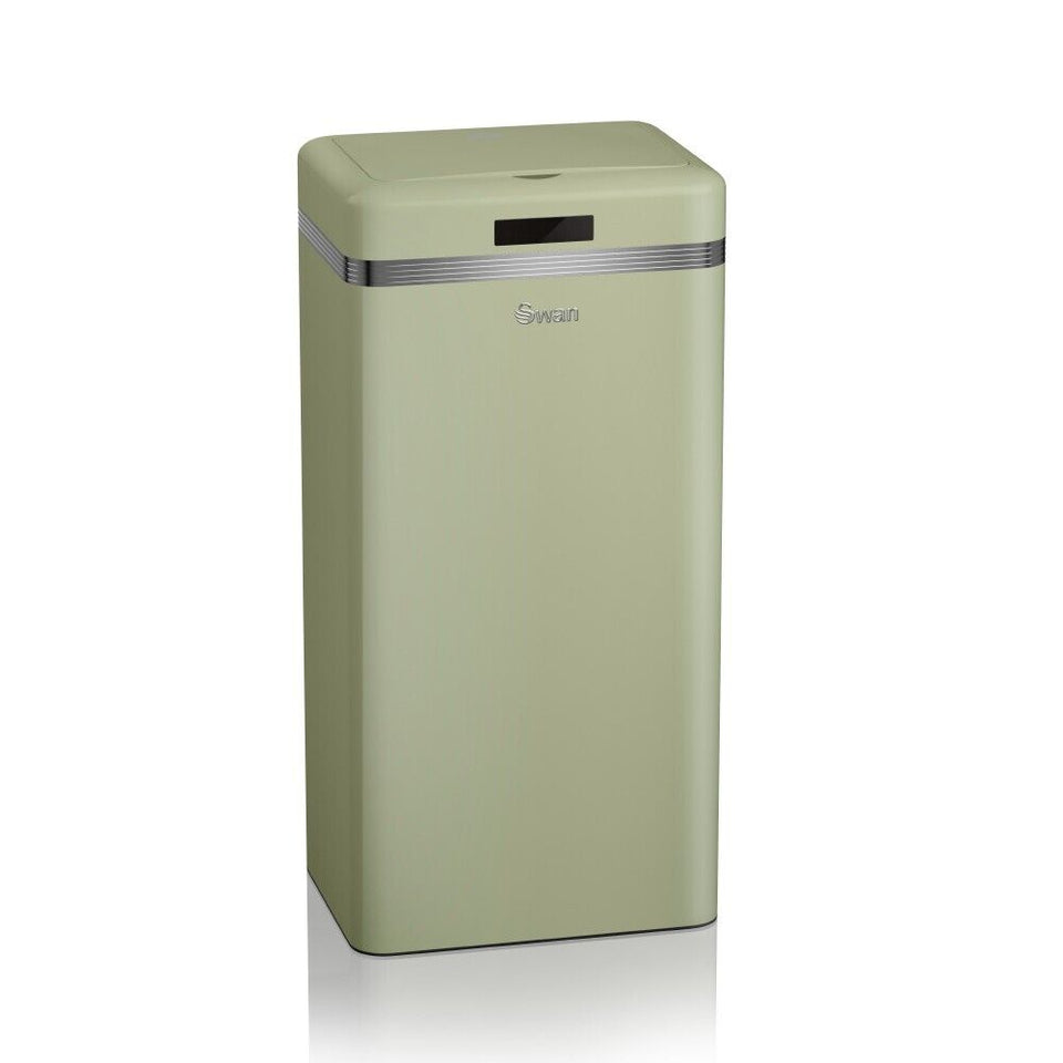 Swan Retro Green 45L Square Sensor Bin KItchen Waste Bin SWKA4500GN