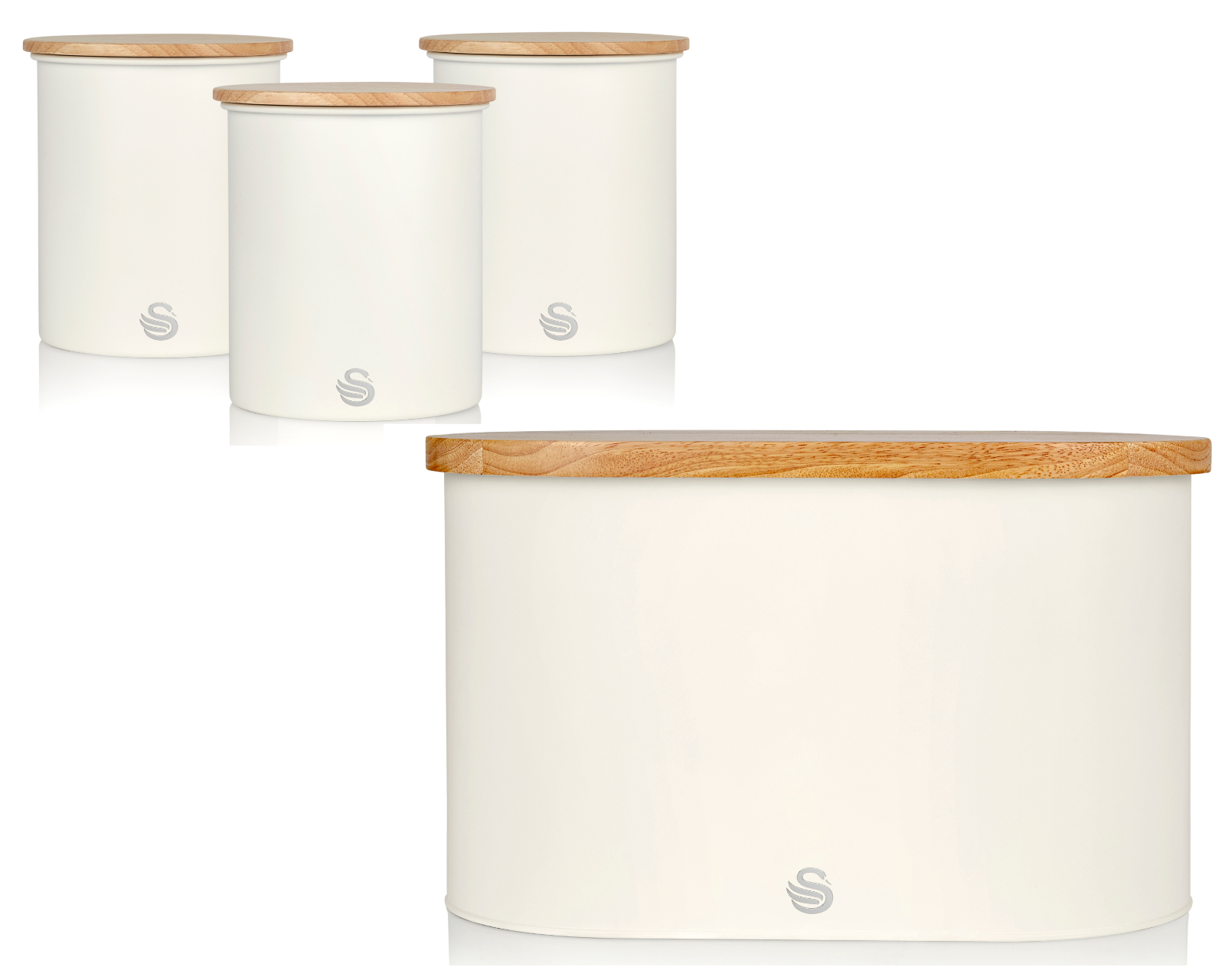 Swan Nordic White Bread Bin Canisters Matching Kitchen Storage Set of