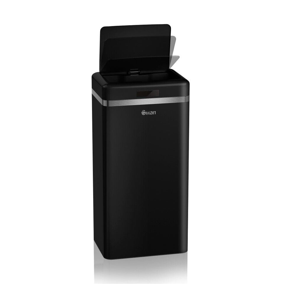 Swan Retro 45L Square Sensor Bin Kitchen Waste Bin in Black SWKA4500BN