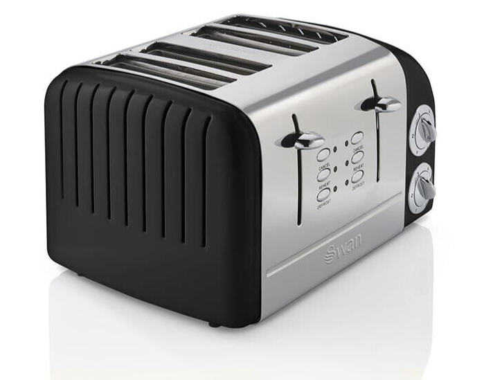 NEW Swan Retro 4 Slice Toaster Black ST34020BN Vintage Design 2 Yr Gua