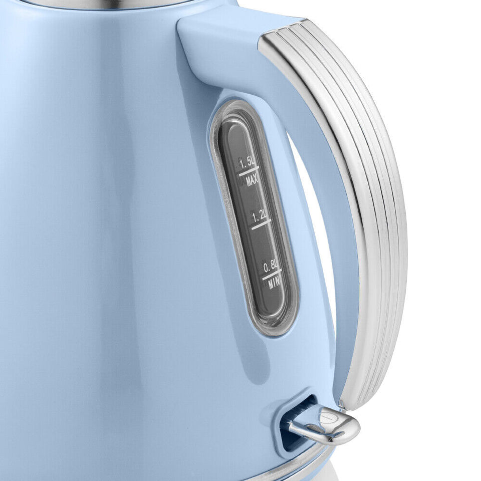 Swan Retro Blue Jug Kettle 2 Slice Toaster and Digital Microwave