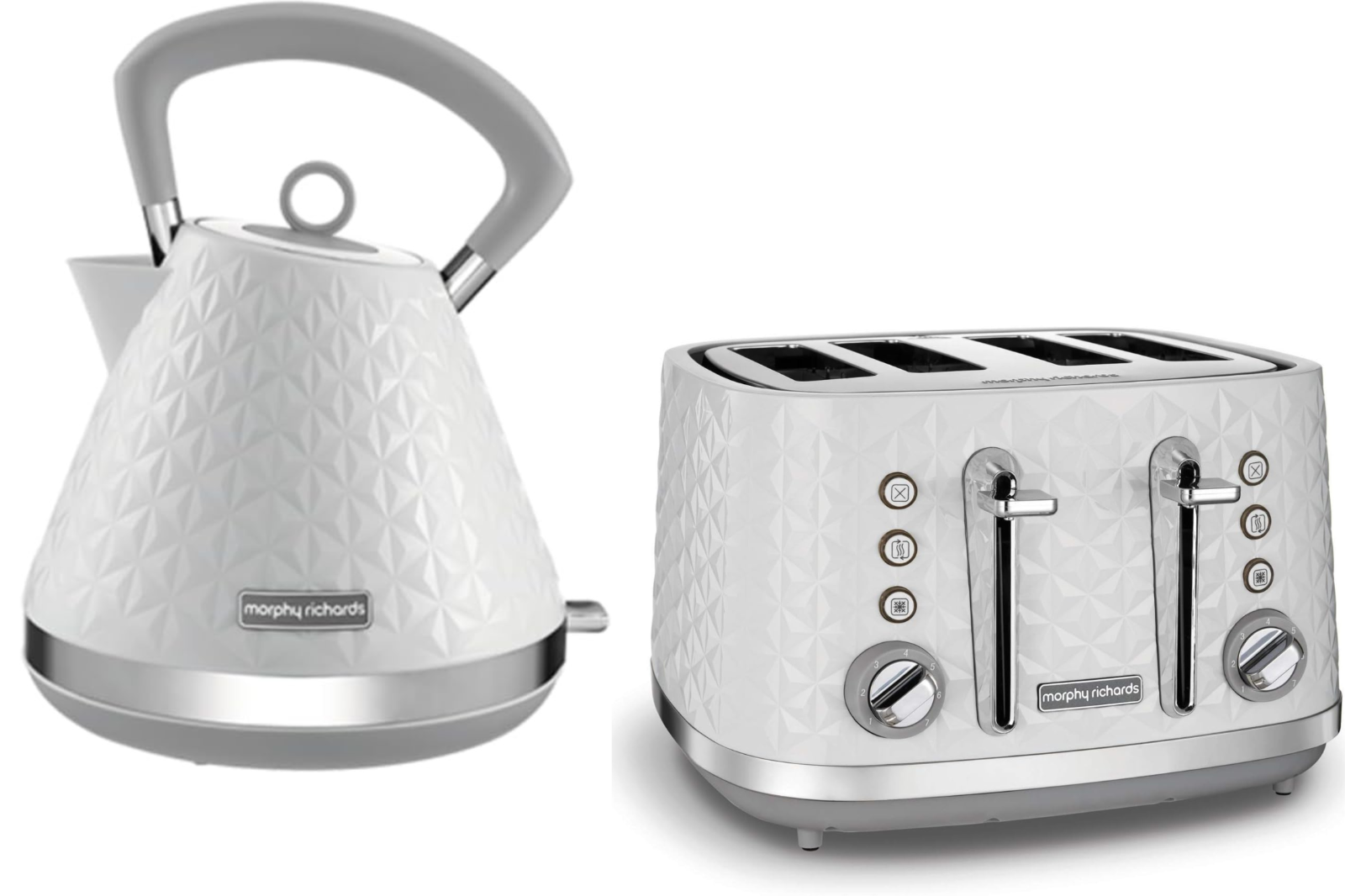 Morphy Richards Vector White Pyramid Kettle & 4 Slice Toaster Set