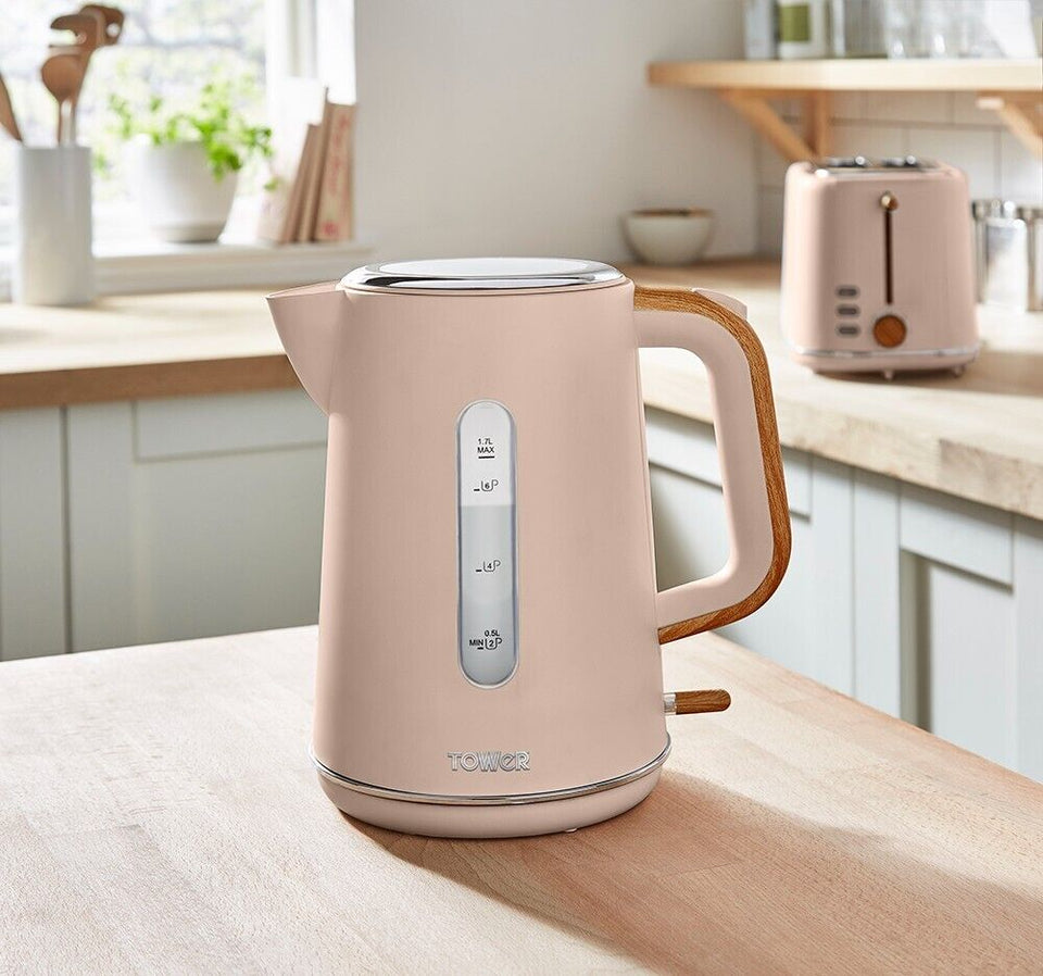 Tower Scandi Pink Clay Kettle & 2 Slice Toaster Scandinavian Design