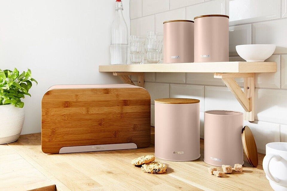 Tower Scandi Pink Clay Kettle 2 Slice Toaster Bread Bin Canisters Bisc