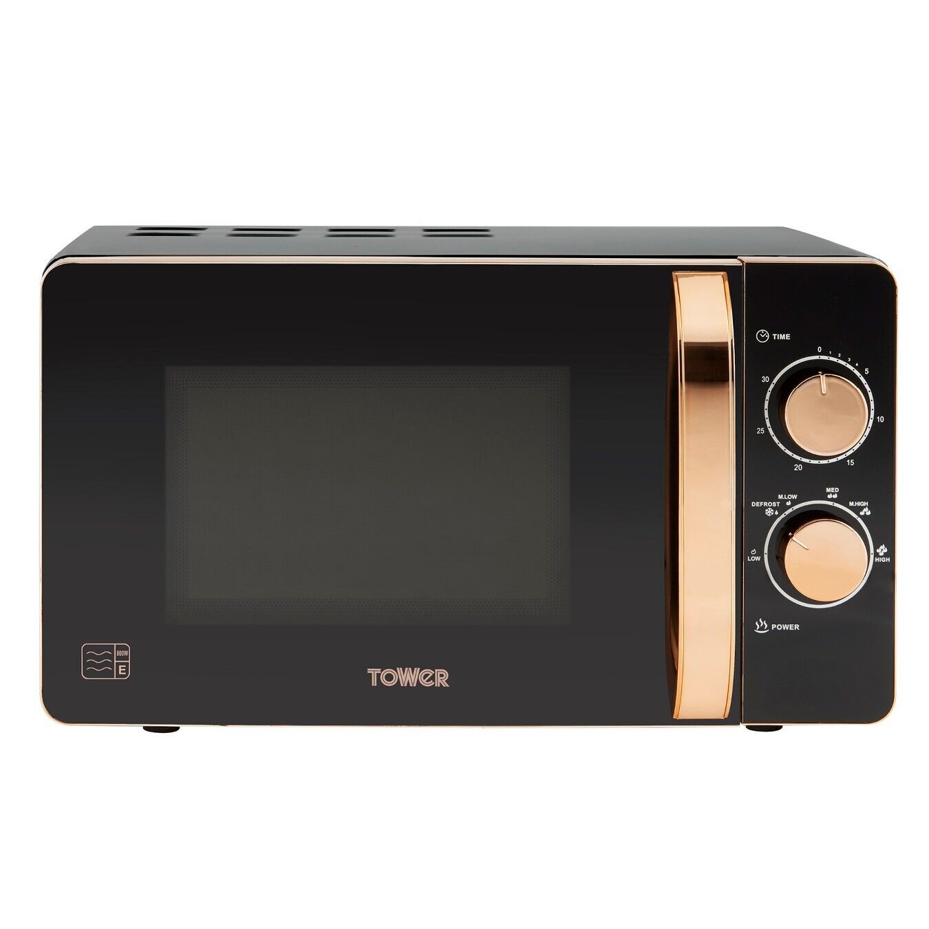Tower Rose Gold & Black 800W 20L Manual Microwave. Brand New 3 Year Gu