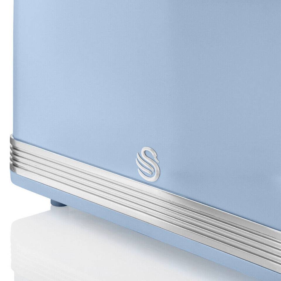 SWAN Retro Blue Jug Kettle & 4 Slice Toaster Matching Set