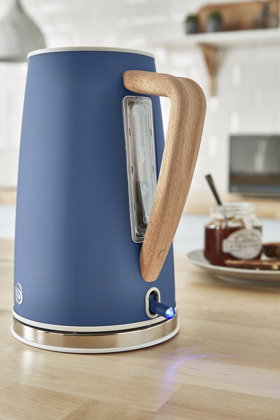 Swan Nordic Blue Kettle 2 Slice Toaster Microwave Breadbin & Canisters